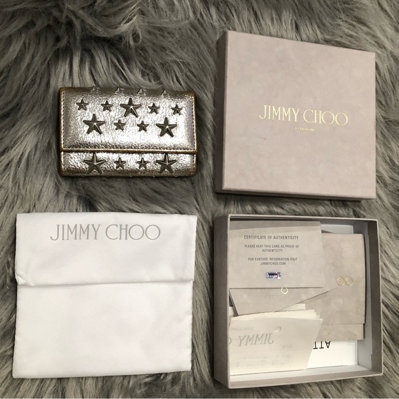 Jimmy Choo | Bags | Jimmy Choo Key Holder Silver Metallic Star Studded ...